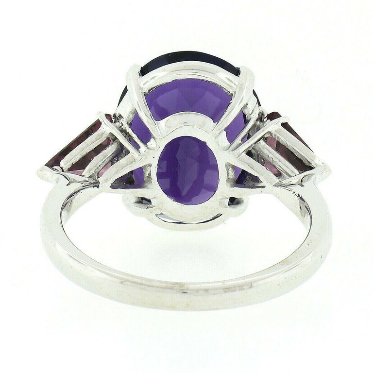 Vintage 18K Gold Large Oval Amethyst w/ Trillion Rhodolite Garnet 3 ...