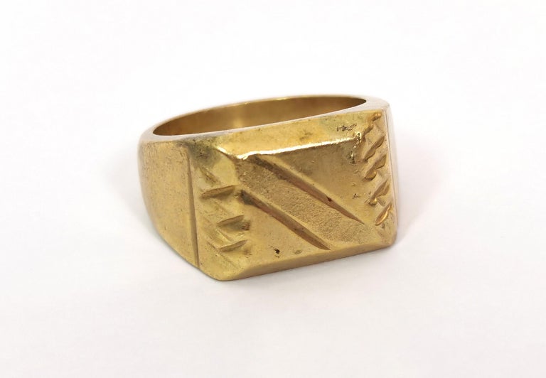Vintage 18k gold plated signet ring, c1970s at 1stDibs