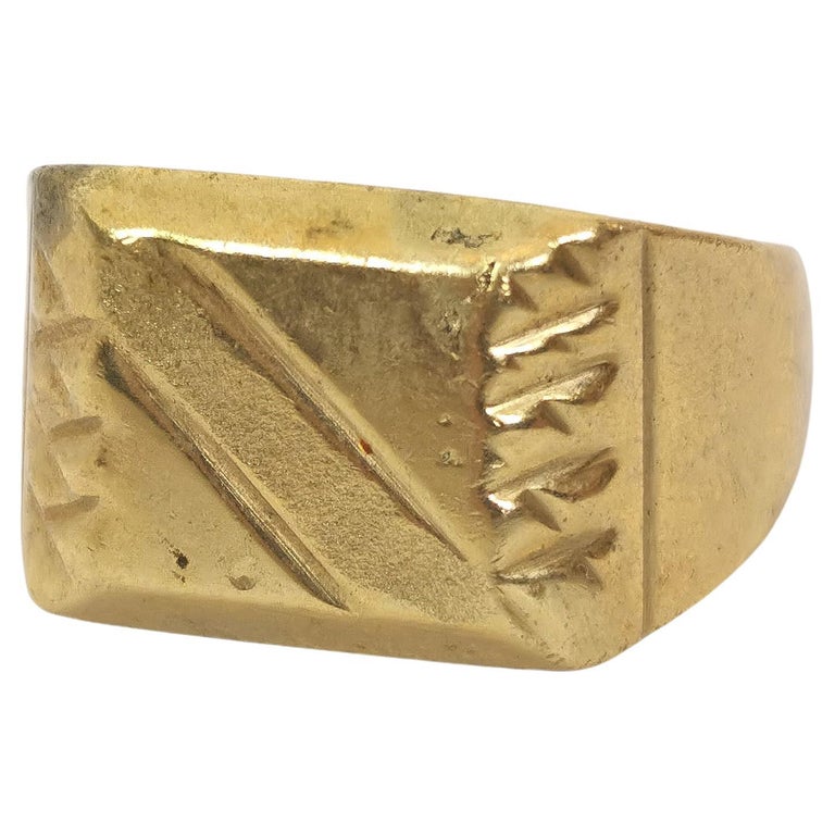 Vintage 18k gold plated signet ring, c1970s at 1stDibs