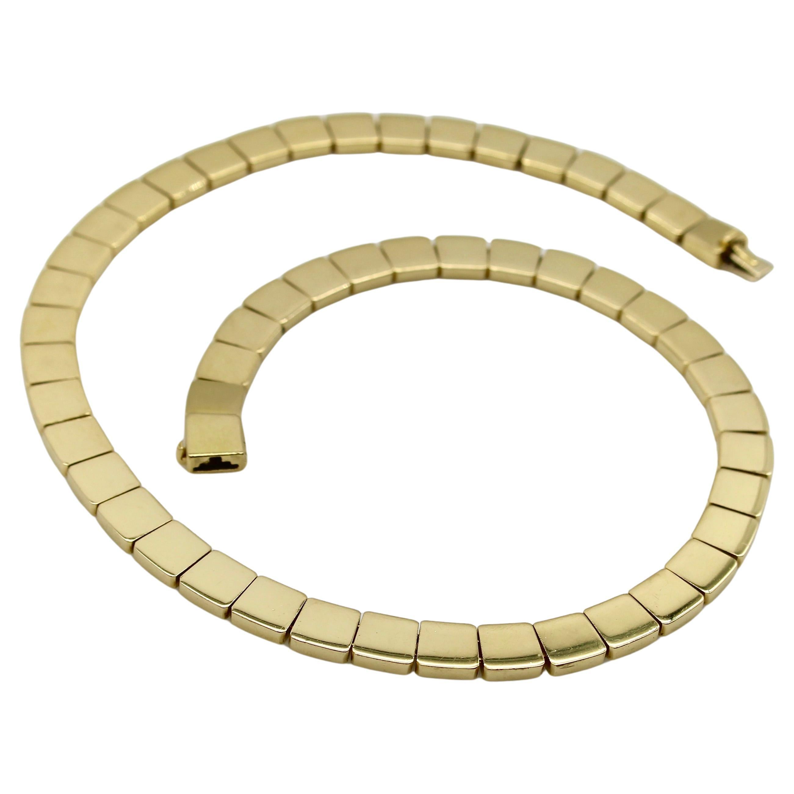 Vintage 18K Gold Tiffany and Co. Square Bar Link Necklace For Sale at ...