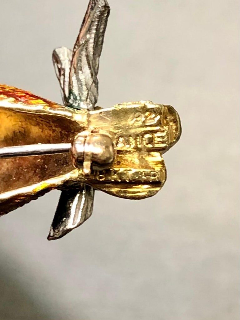 Vintage 18k Hammerman Bros Enamel Owl Brooch Pin French Hallmarks For ...