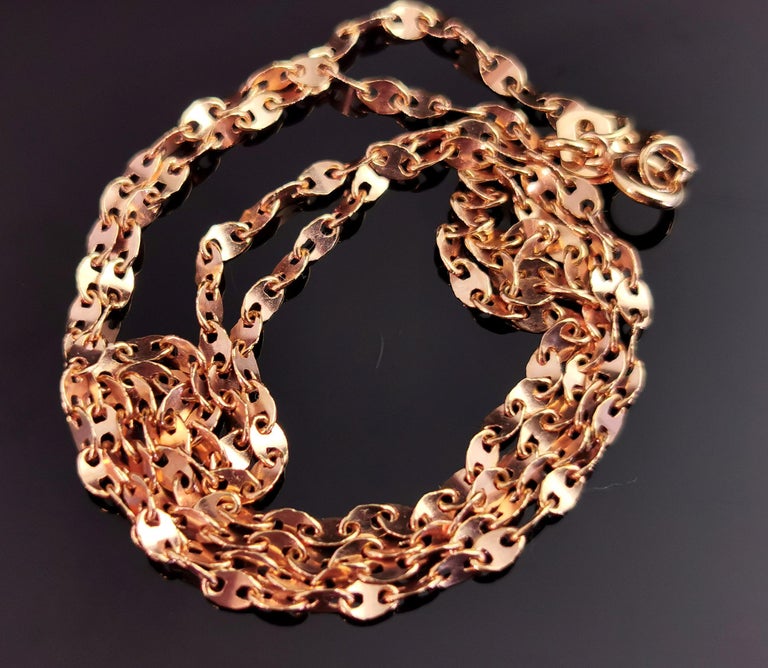 Vintage 18k Rose Gold Mariner Link Chain Necklace, Italian For Sale at ...