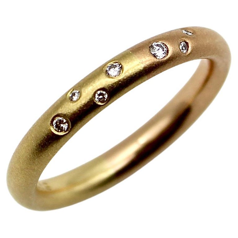 Vintage 18K Rose and Yellow Gold Etoile Diamond Band For Sale at 1stDibs