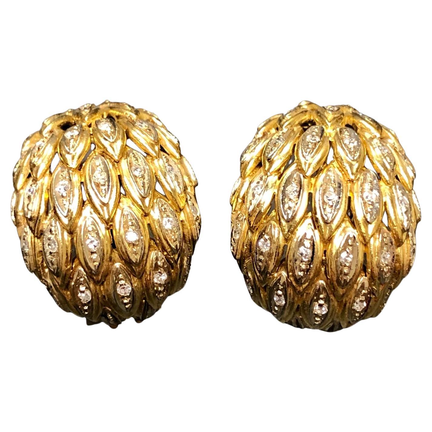 Vintage 18K BORIS LEBEAU Green Enamel Ruby Diamond Spiked Omega Huggie ...