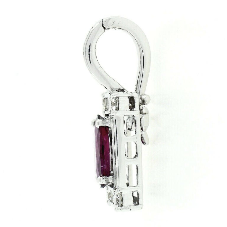 Vintage 18k White Gold 3.34ctw GIA Oval Ruby Solitaire Diamond Enhancer ...