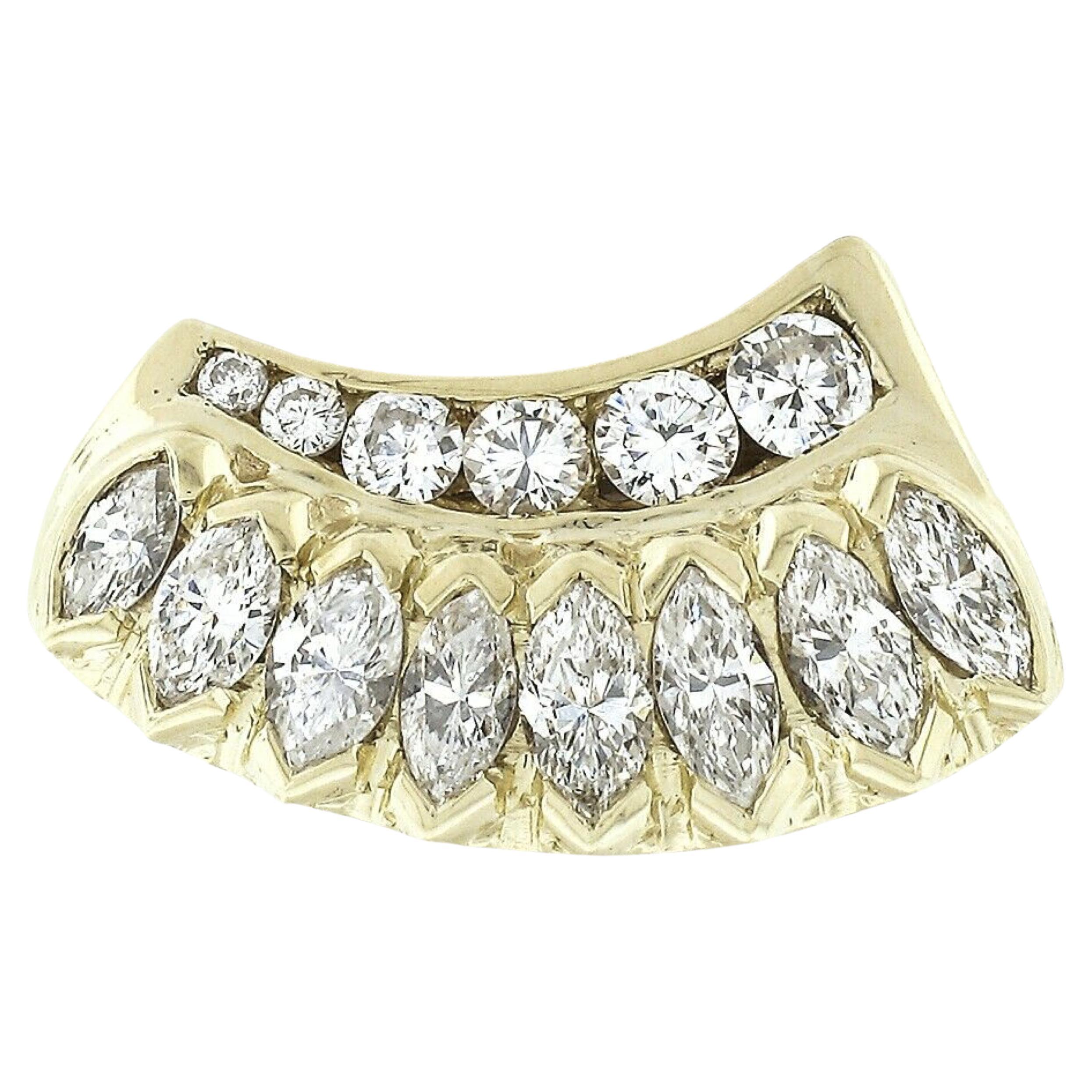 Vintage 18K Platinum 1950’s Graduated Pave Diamond Band For Sale at 1stDibs