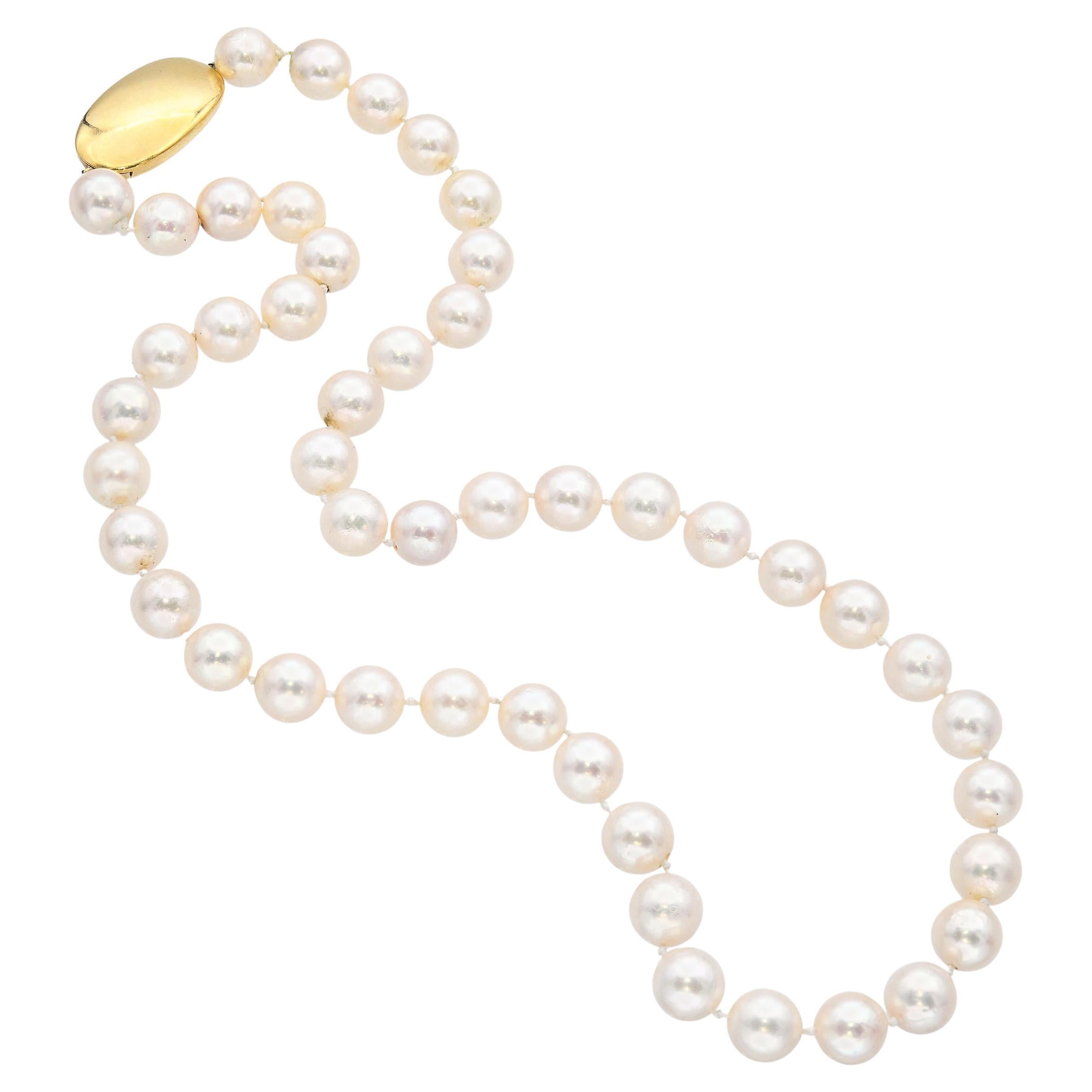 Pearl Strand 16" 7.8-8.1mm Necklace w/ 14k Yellow Gold Filigree Hook ...