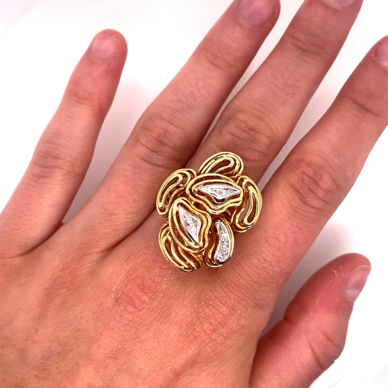 Vintage 18K Yellow Gold and Diamond Paisley Ring at 1stDibs