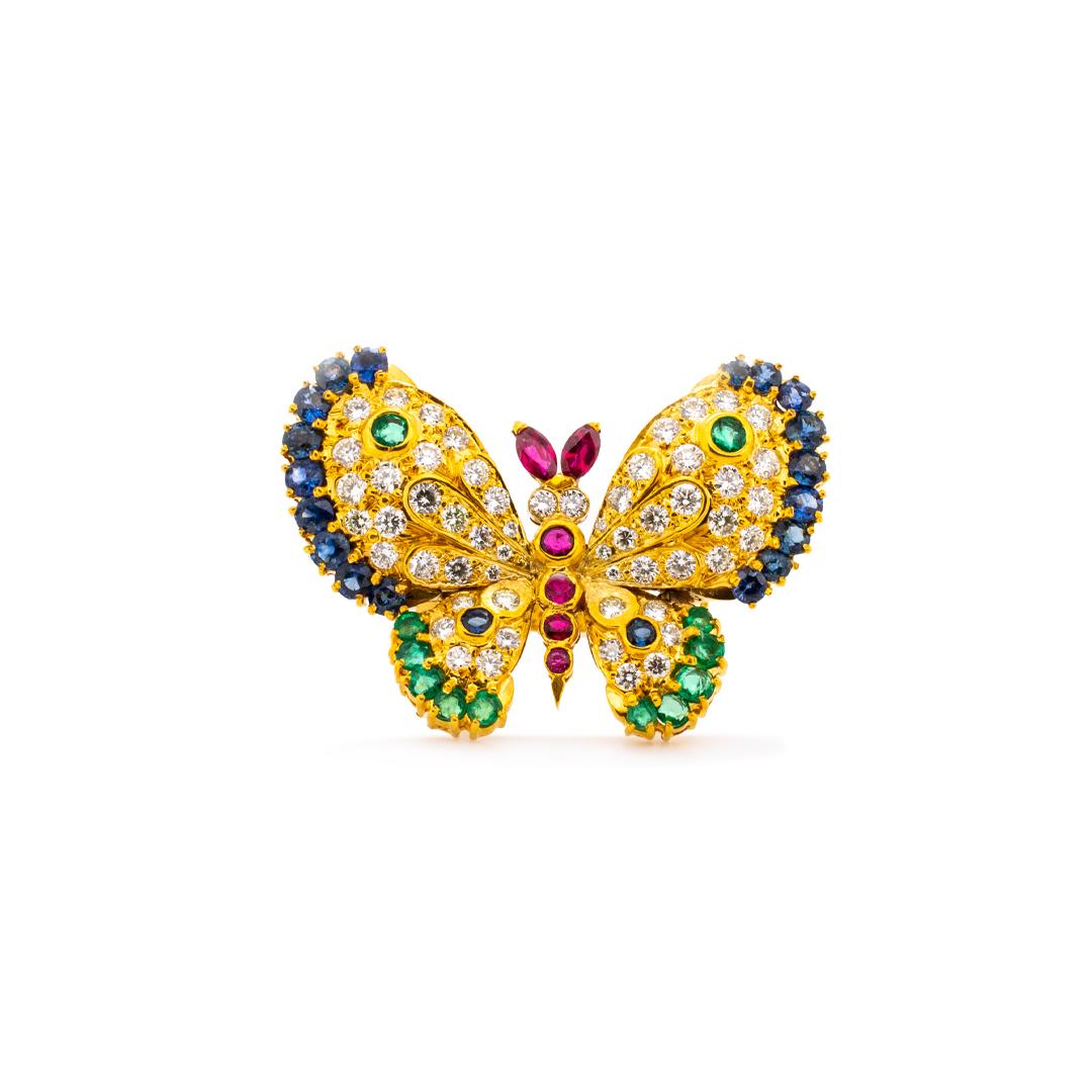 Cartier 18k Gold, Diamond adn Sapphire Butterfly Ring For Sale at ...