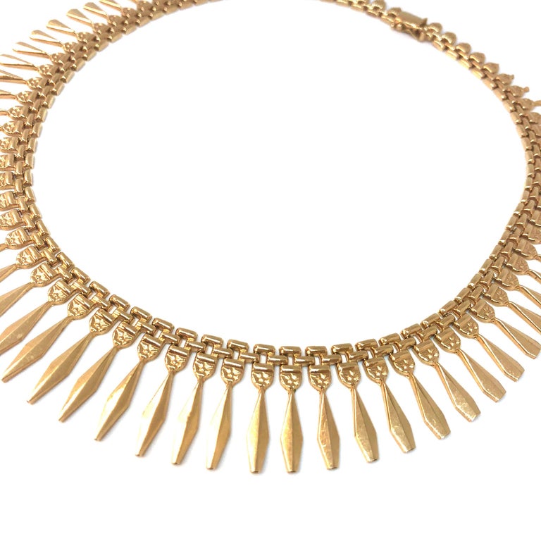 Vintage 18 Karat Yellow Gold Graduating Cleopatra Style Necklace at 1stDibs