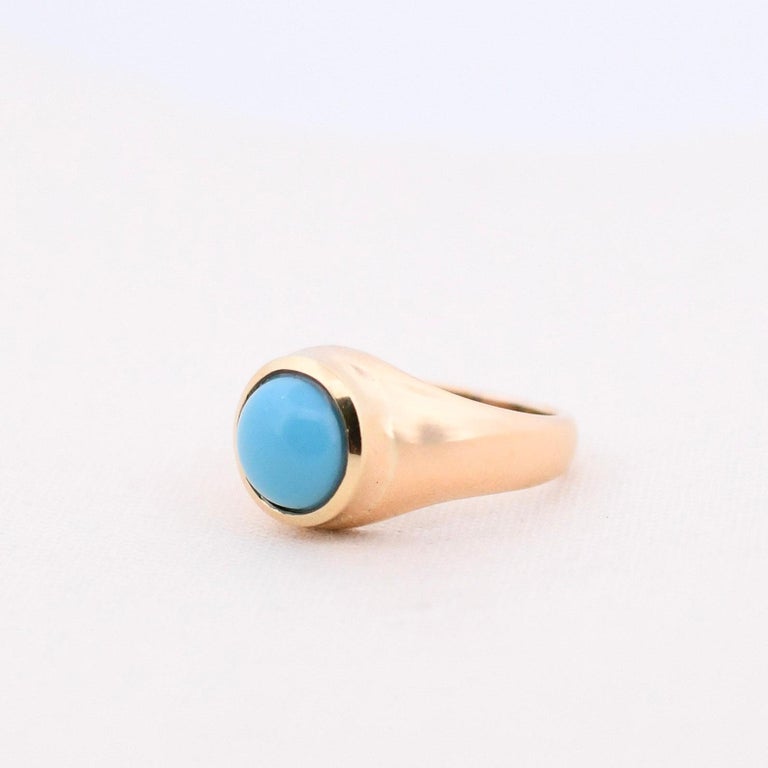 Vintage 18k Yellow Gold Tiffany and Co. Bezel Turquoise Cabochon ...