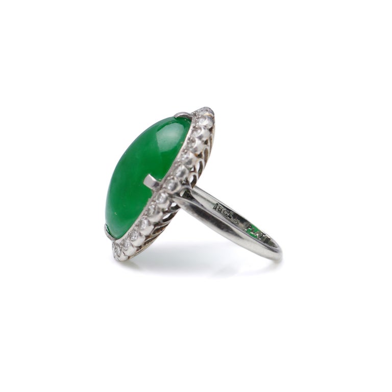 Vintage 18kt. Gold and 950, Platinum 10.00 Ct. Jade Cluster Ring with ...