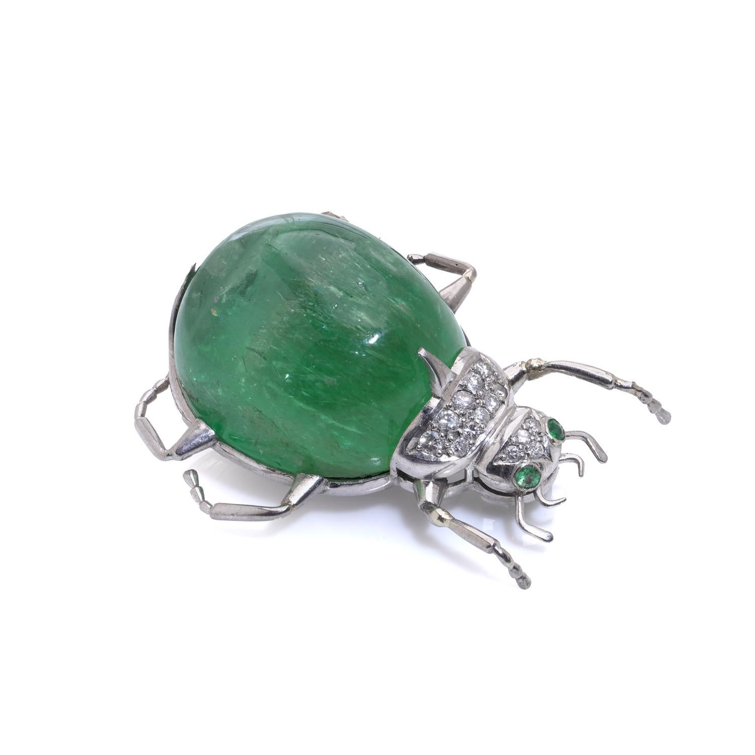 Vintage 18K Gold Enamel And Diamond Ladybug Brooch For Sale at 1stDibs