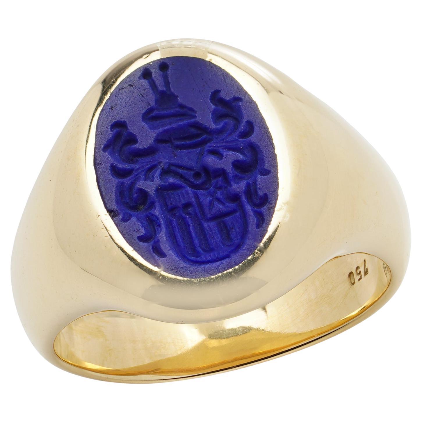 1950s Lapis Lazuli 18 Karat Yellow Gold Signet Ring For Sale at 1stDibs ...