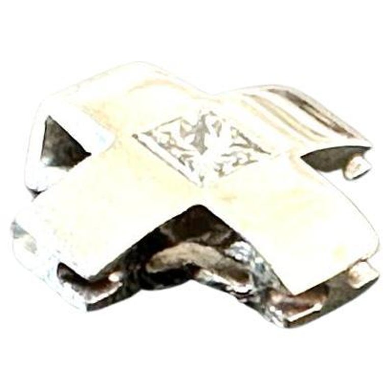 Vintage 18 Karat White Gold Diamond Cross Greek Style For Sale at 1stDibs