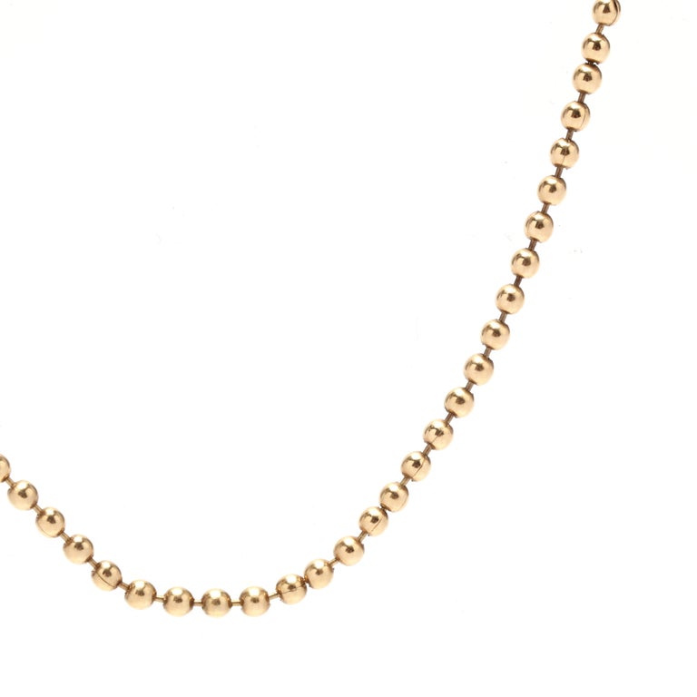 Vintage 18KT Yellow Gold Ball Bead Chain Necklace For Sale at 1stDibs