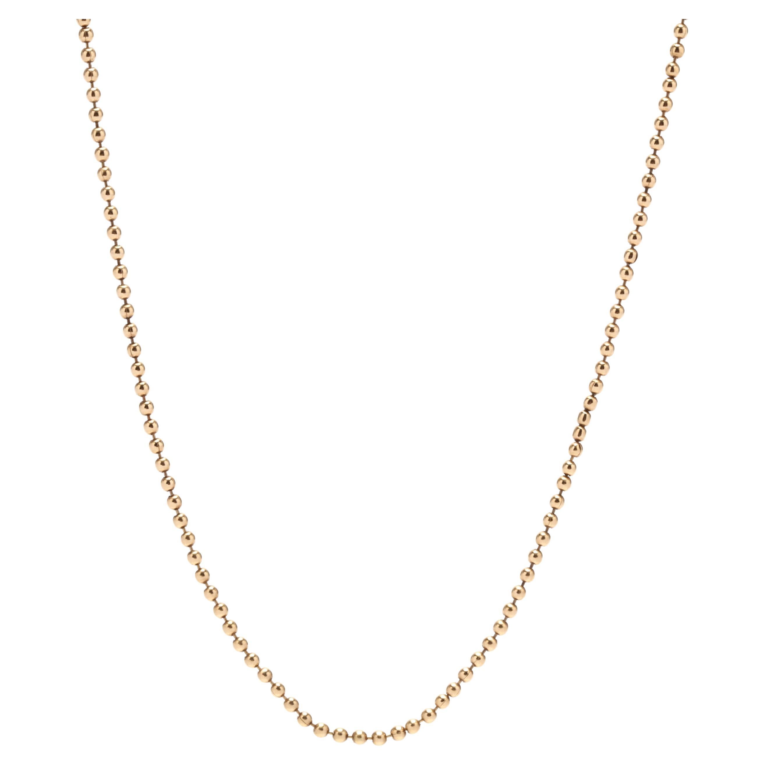 Vintage Italian Gold Beaded Necklace, 18KT Yellow Gold For Sale at 1stDibs