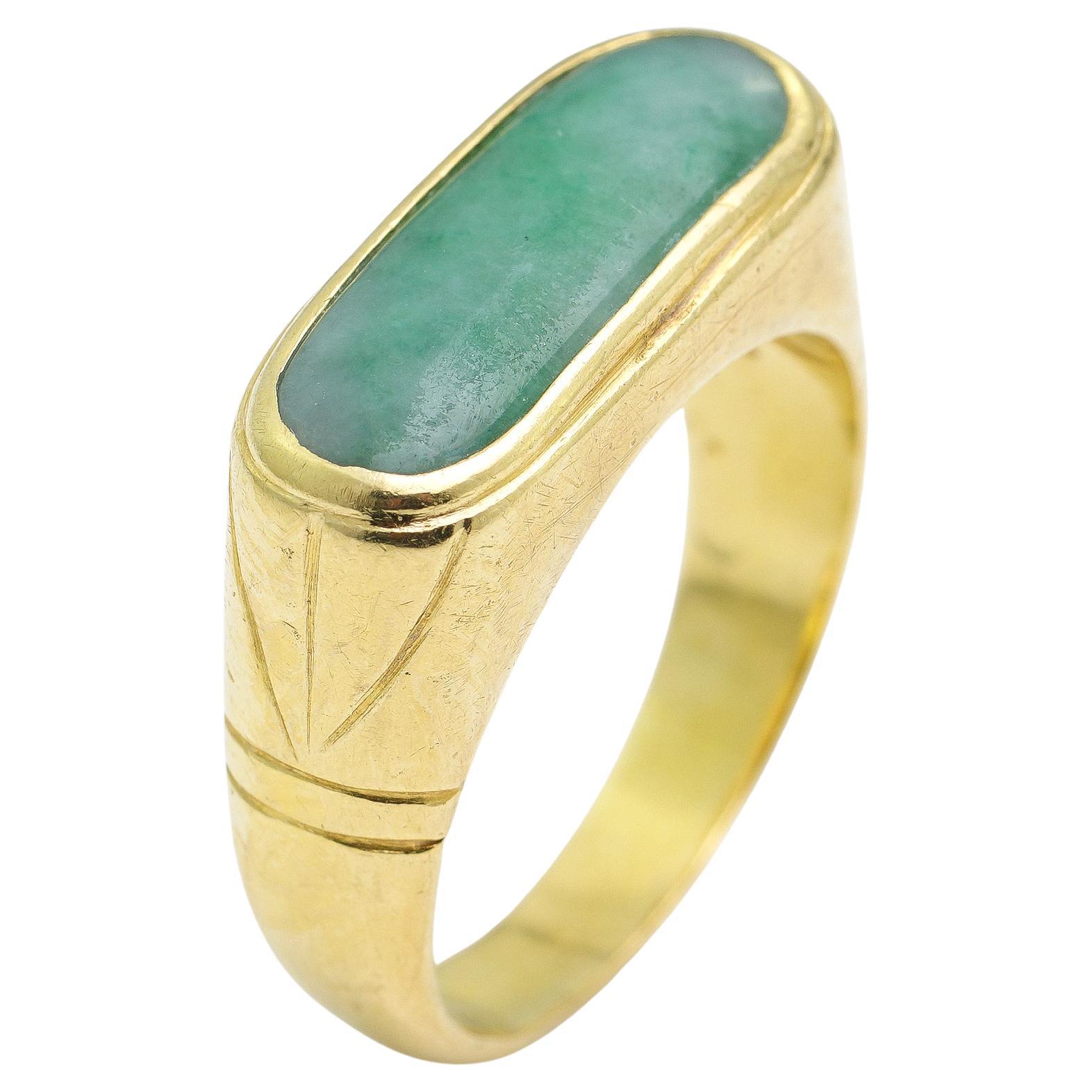 Jade Ring Lined with Gold at 1stDibs