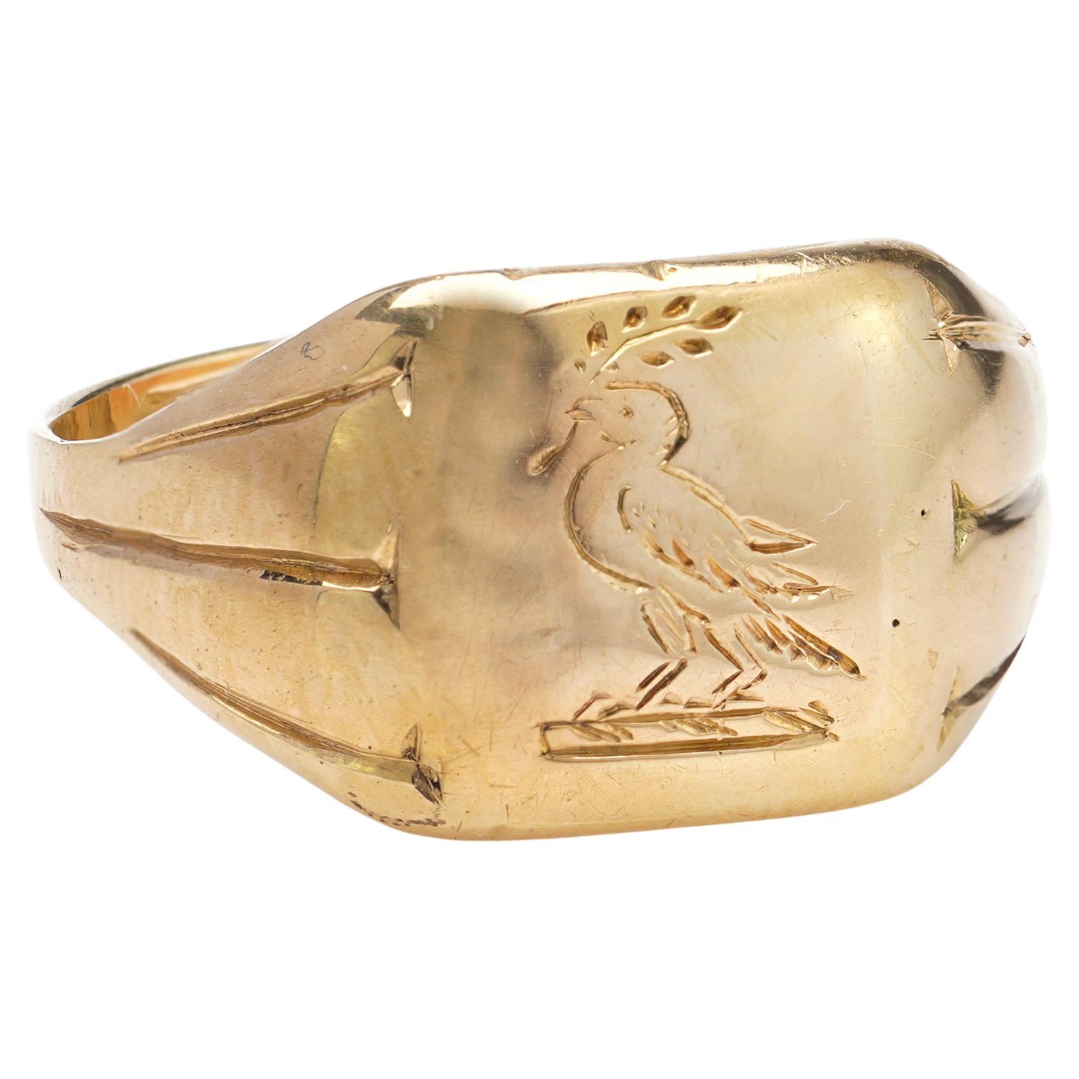 Gent's Art Deco Solid Gold Initial B Signet Ring at 1stDibs