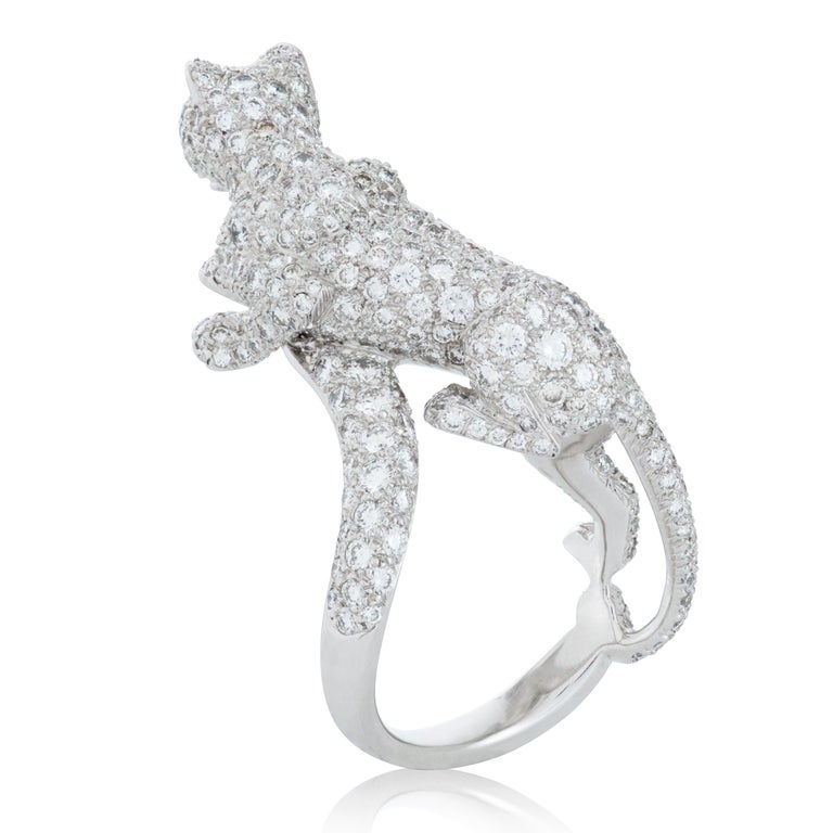 Vintage 18kwg Panthere De Cartier Diamond, Emerald and Onyx Walking ...