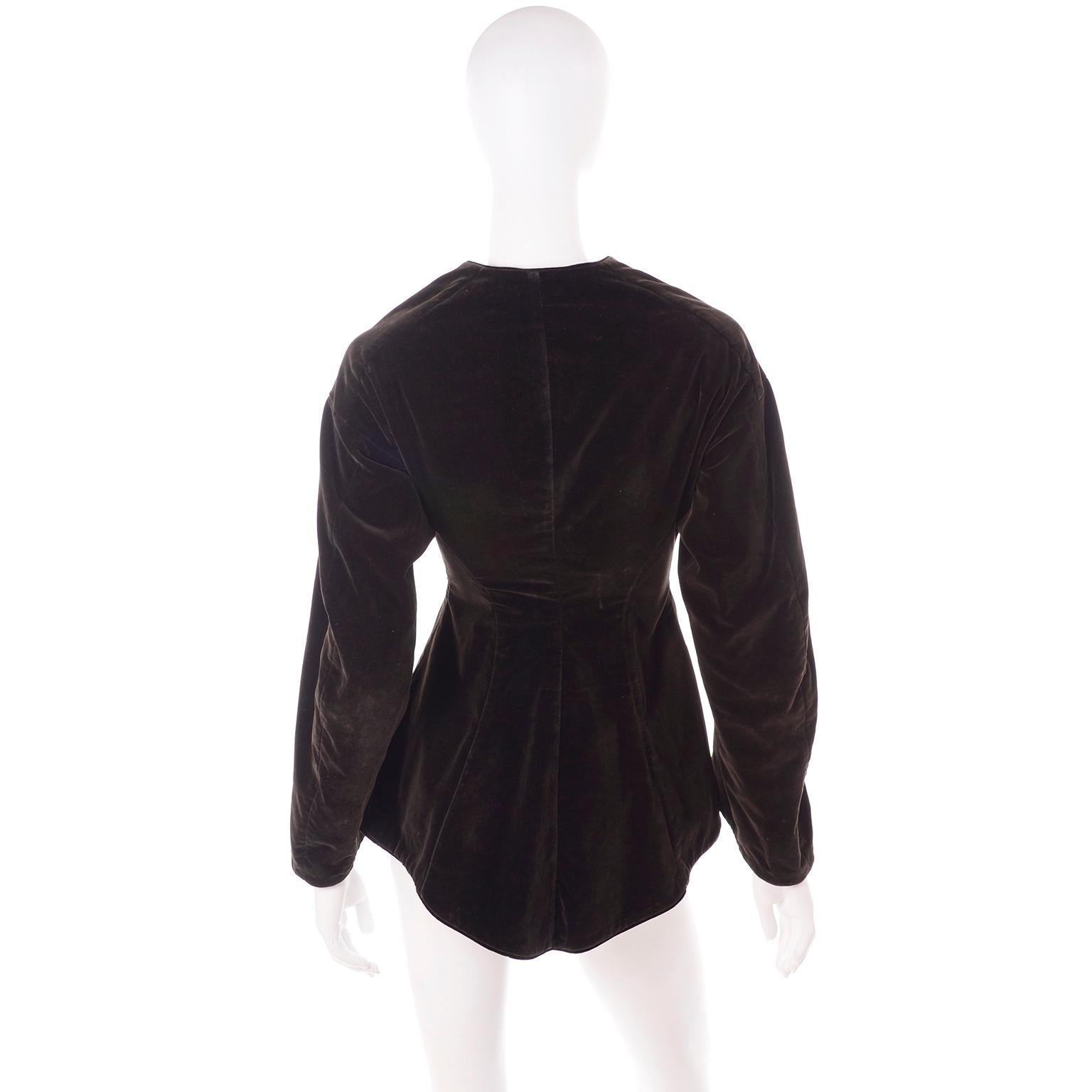 Vintage 1900s Edwardian Basque Brown Velvet Jacket with Peplum and ...