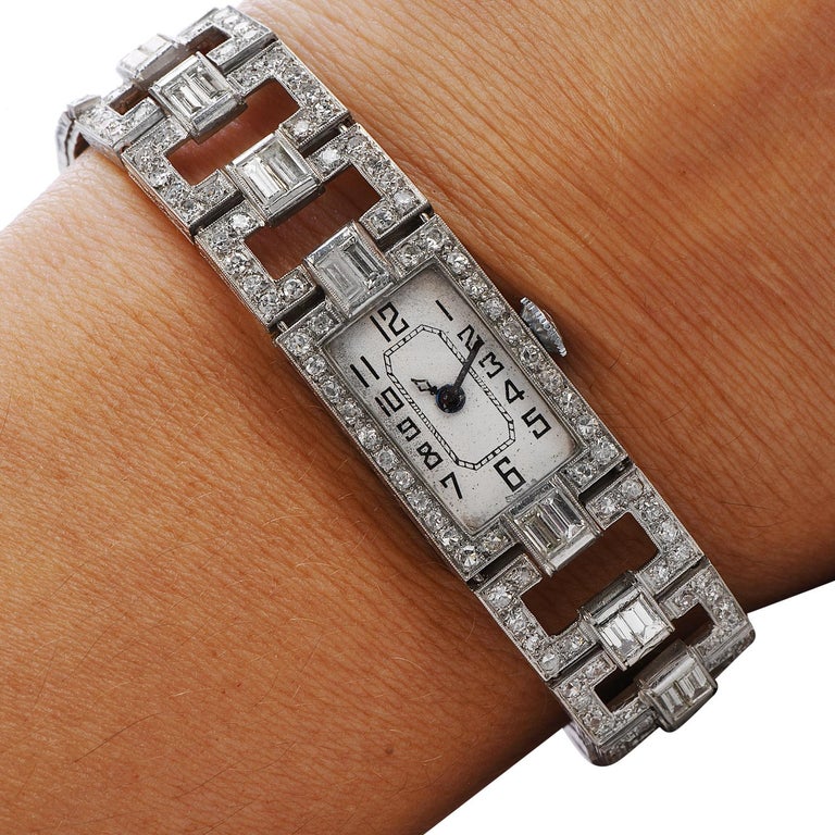 Vintage 1920's Art Deco Diamond Platinum Ladies Mesh Watch at 1stDibs