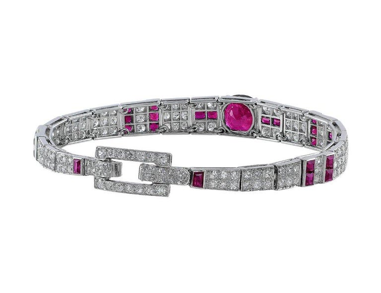Vintage 1920s Cartier Unheated Burmese Ruby Diamond Bracelet For Sale ...