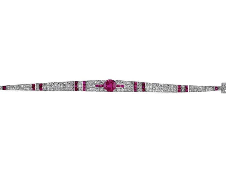 Vintage 1920s Cartier Unheated Burmese Ruby Diamond Bracelet For Sale ...