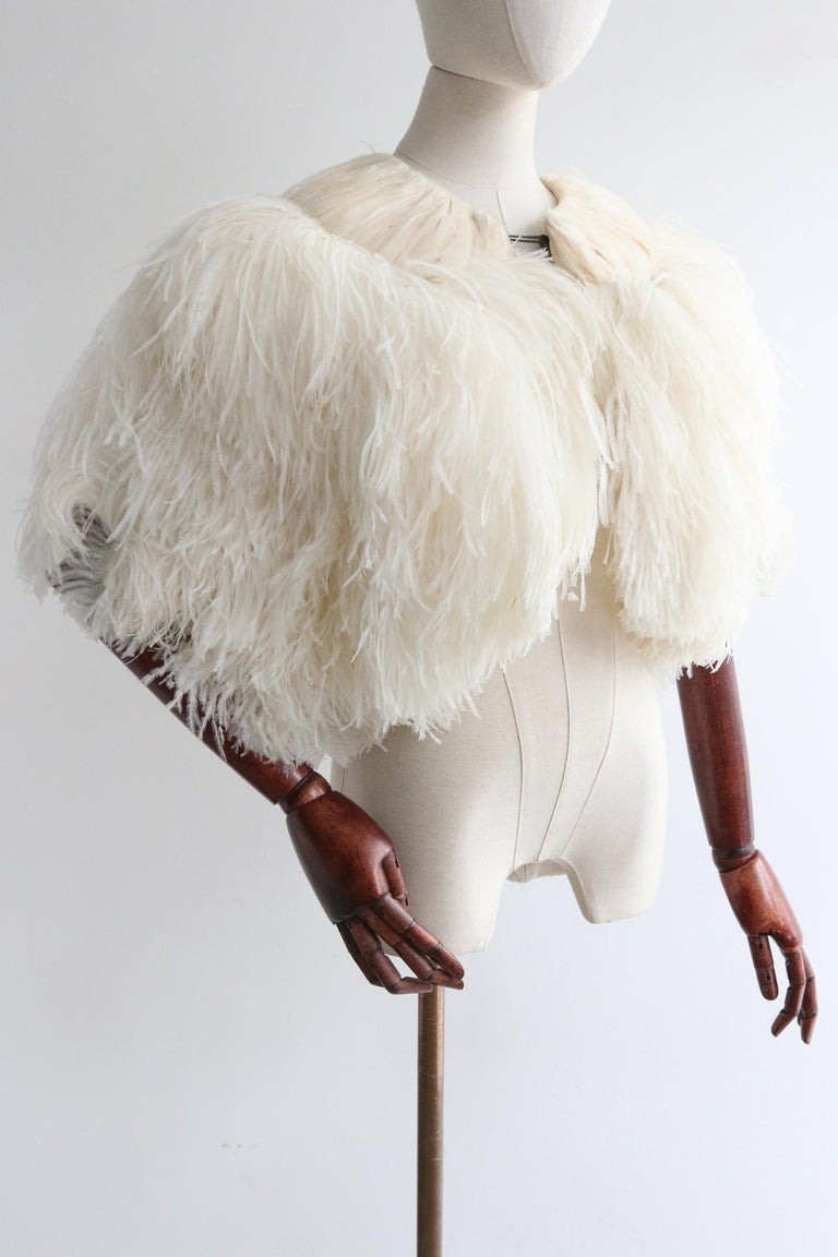 Vintage 1920's Cream Ostrich Feather Jacket UK 10 US 6 at 1stDibs