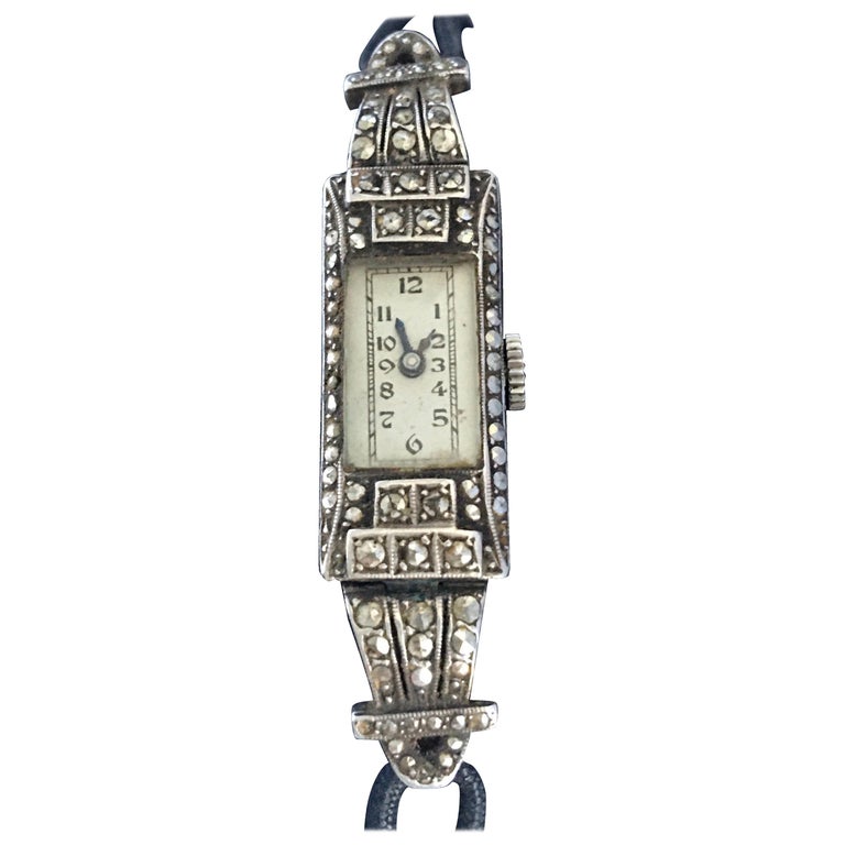 Vintage 1920s Silver and Marcaseed Ladies Cocktail Mechanical Watch at ...