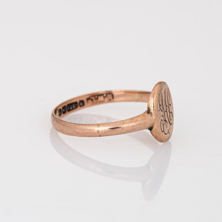 Vintage 1923 Art Deco Signet Ring Small Oval 9k Rose Gold Child Jewelry ...