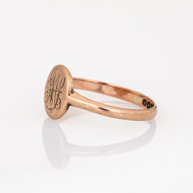 Vintage 1923 Art Deco Signet Ring Small Oval 9k Rose Gold Child Jewelry ...