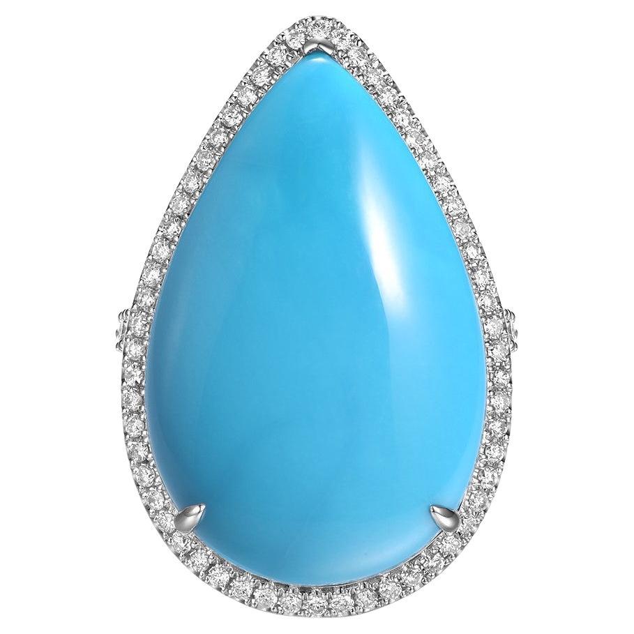 Sleeping Beauty Turquoise Ring Diamond Butterfly Estate 14k Gold Fine ...