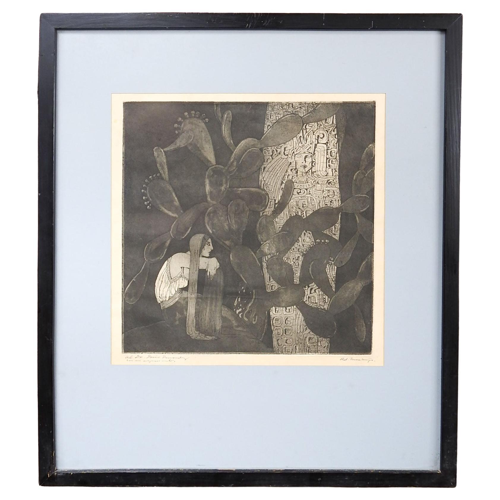 Vintage 1928 Mexico Modernist Roberto Montenegro Etching For Sale at ...