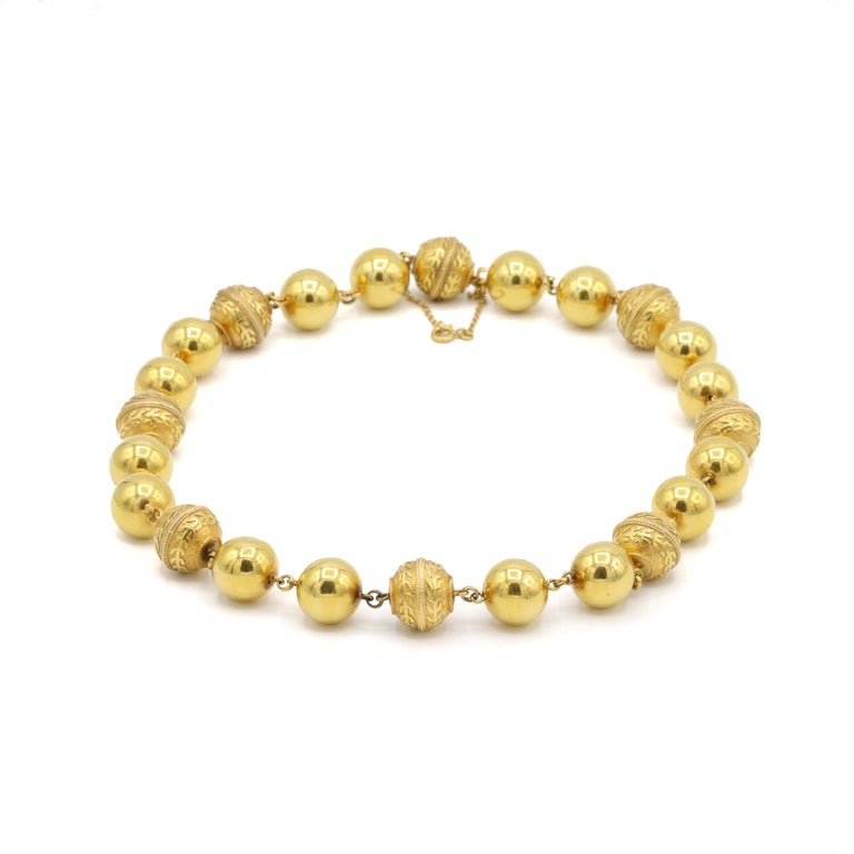Vintage 19.2K Gold Vintage Portuguese Beads Statement Necklace For Sale ...