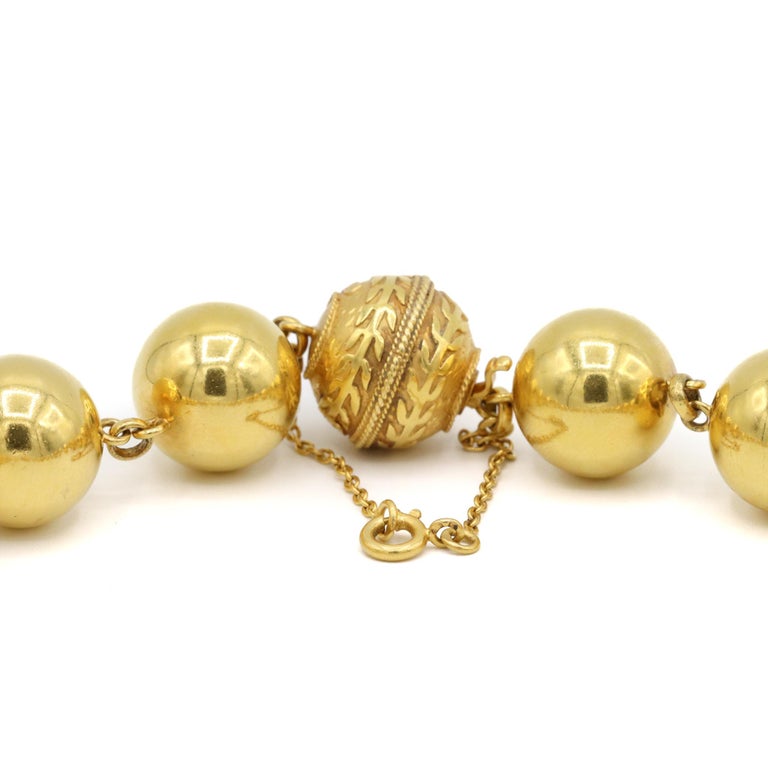 Vintage 19.2K Gold Vintage Portuguese Beads Statement Necklace For Sale ...