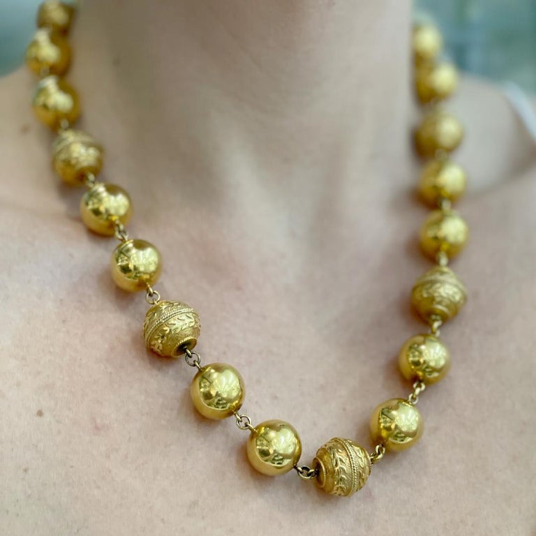 Vintage 19.2K Gold Vintage Portuguese Beads Statement Necklace For Sale ...