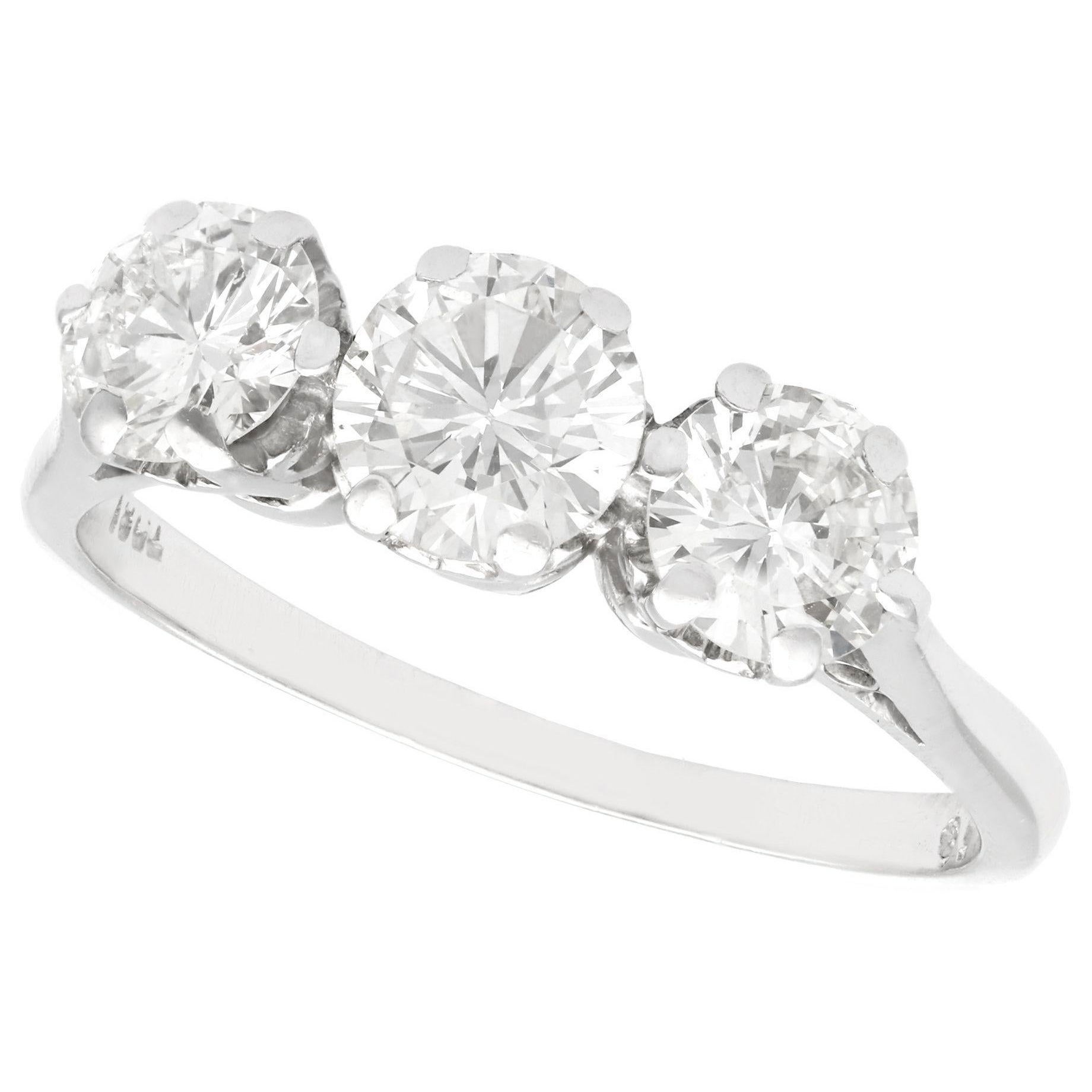 Vintage 1940s 1.93 Carat Diamond and White Gold Trilogy Ring at 1stDibs