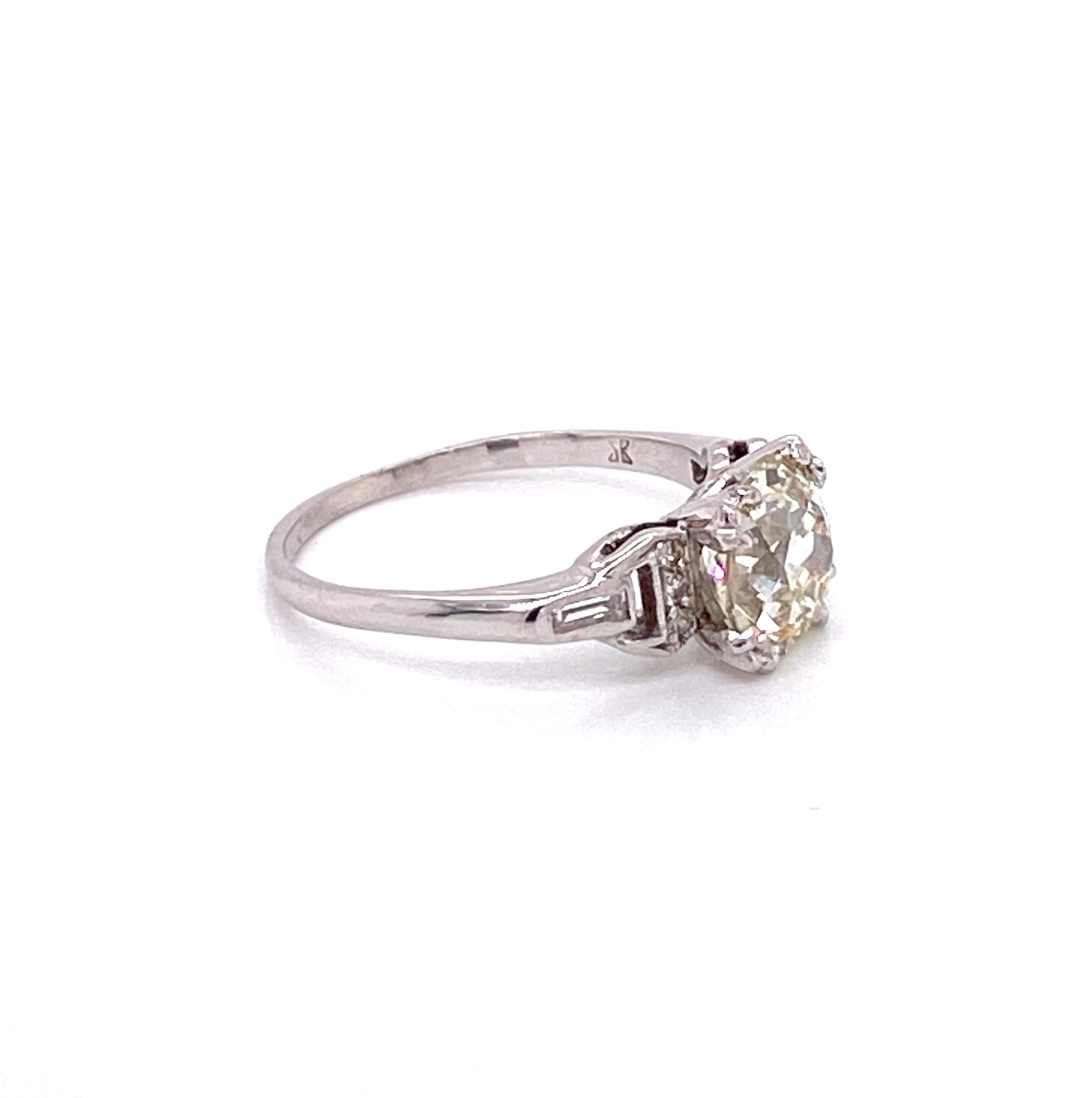 Vintage 1930s 1.83 Carat Old Mine Cut Diamond Art Deco Engagement Ring ...