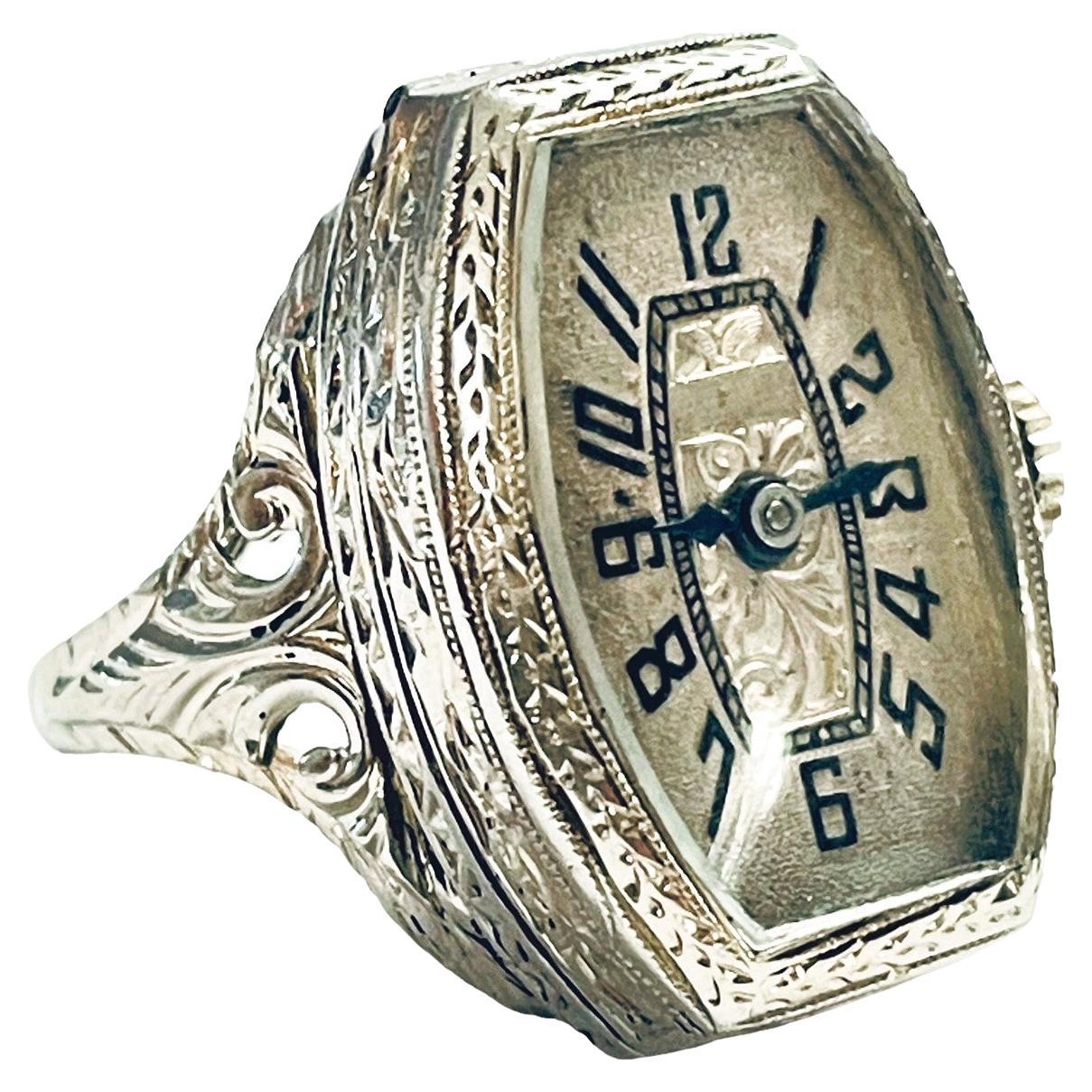 Vintage 1930s Ladies 14k Gold Hafis Watch Ring Size 6.5 - Switzerland ...