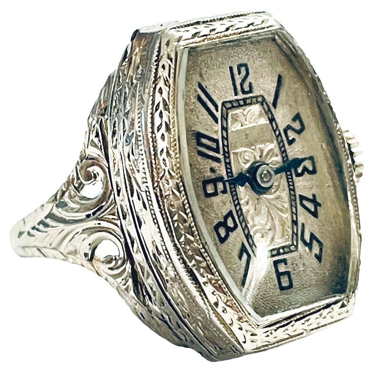 Vintage 1930s Ladies 14k Gold Hafis Watch Ring Size 6.5 - Switzerland ...