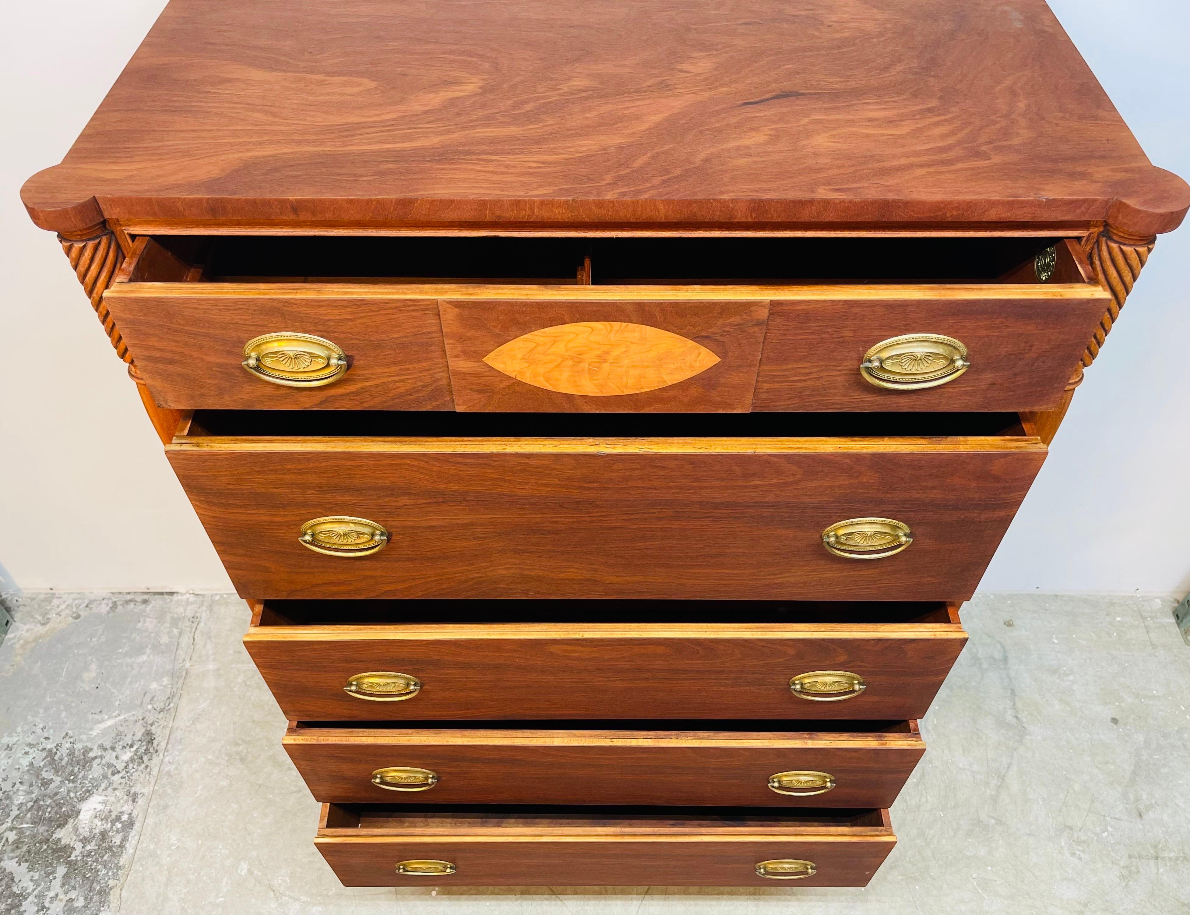 Vintage 1930s Mahogany Tall Column Style Dresser For Sale at 1stDibs