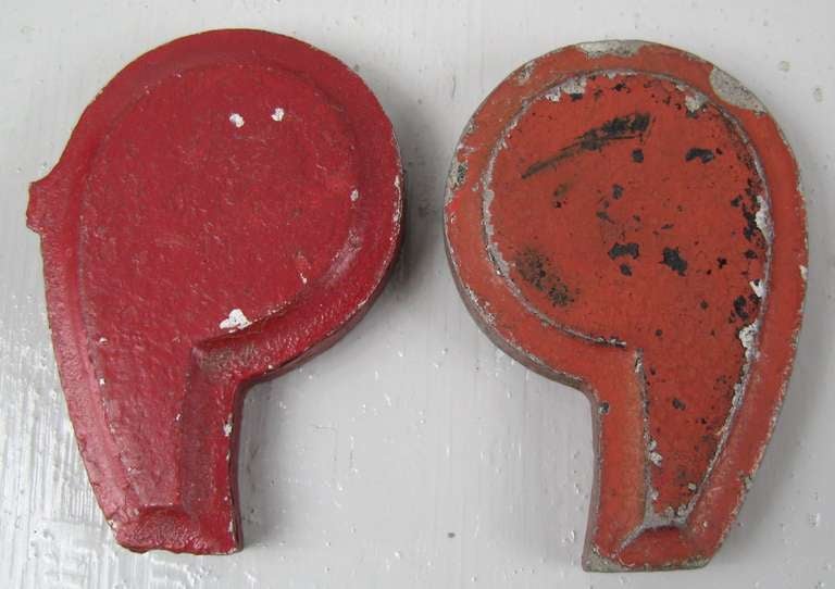 Vintage 1930s Metal Red Letters Signage Sign For Sale at 1stDibs