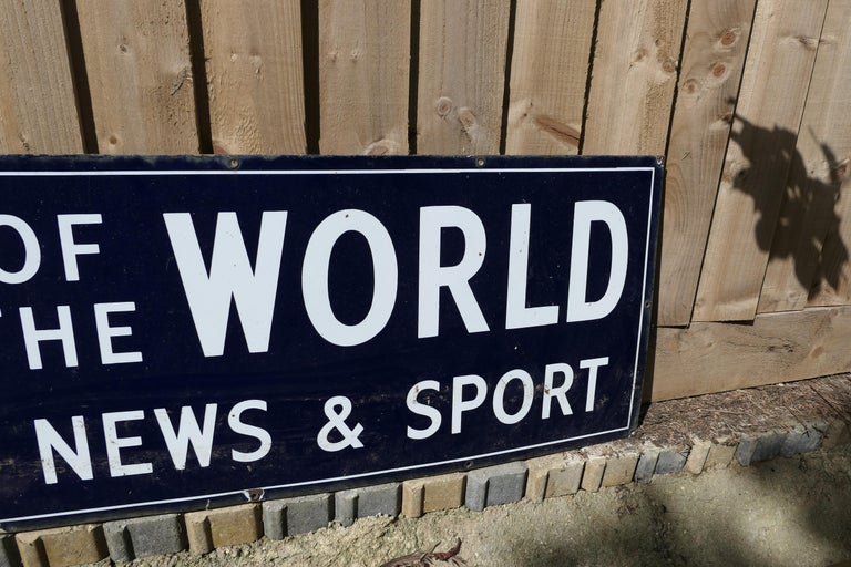 Vintage 1930s News of the World Newspaper Enamel Sign For Sale at 1stDibs
