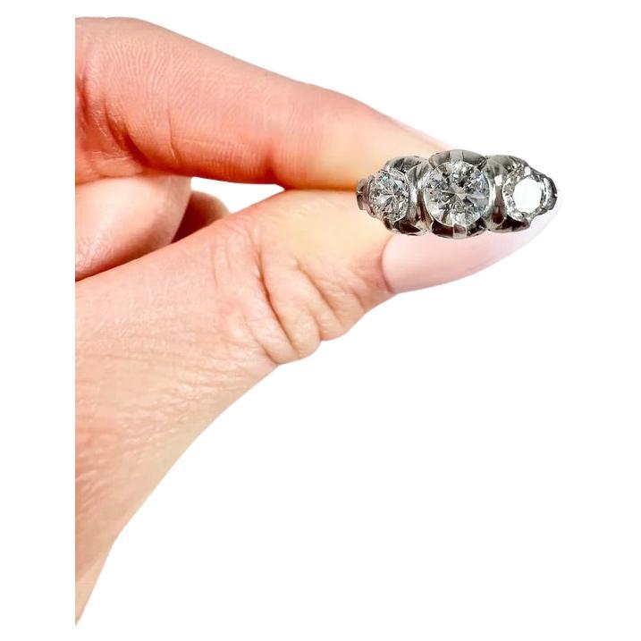 Vintage 18ct Gold and Platinum Stamped, 1930s Diamond Three Stone ...