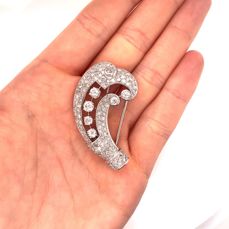 Vintage 1930’s Platinum Diamond Cornucopia Brooch 3.00ct For Sale at ...