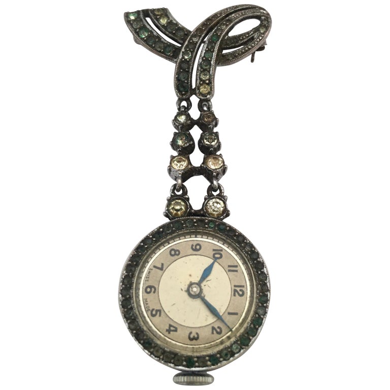 Vintage 1930s Silver Plated Mechanical Nurse’s Watch at 1stDibs ...