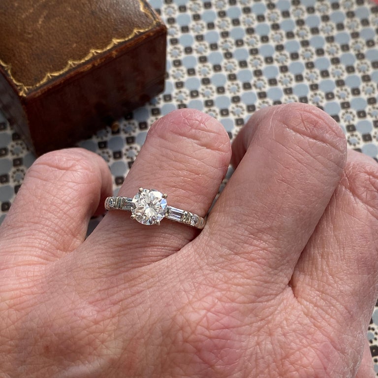 Vintage 1940’s 1.2ct Diamond 18k Engagement Ring For Sale at 1stDibs