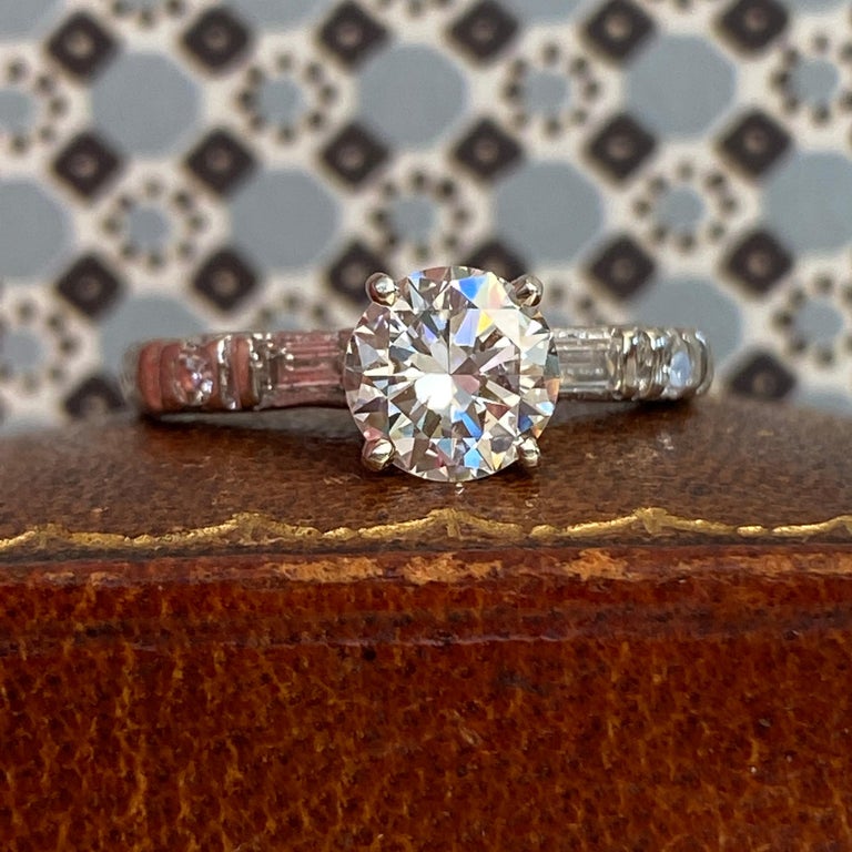Vintage 1940’s 1.2ct Diamond 18k Engagement Ring For Sale at 1stDibs