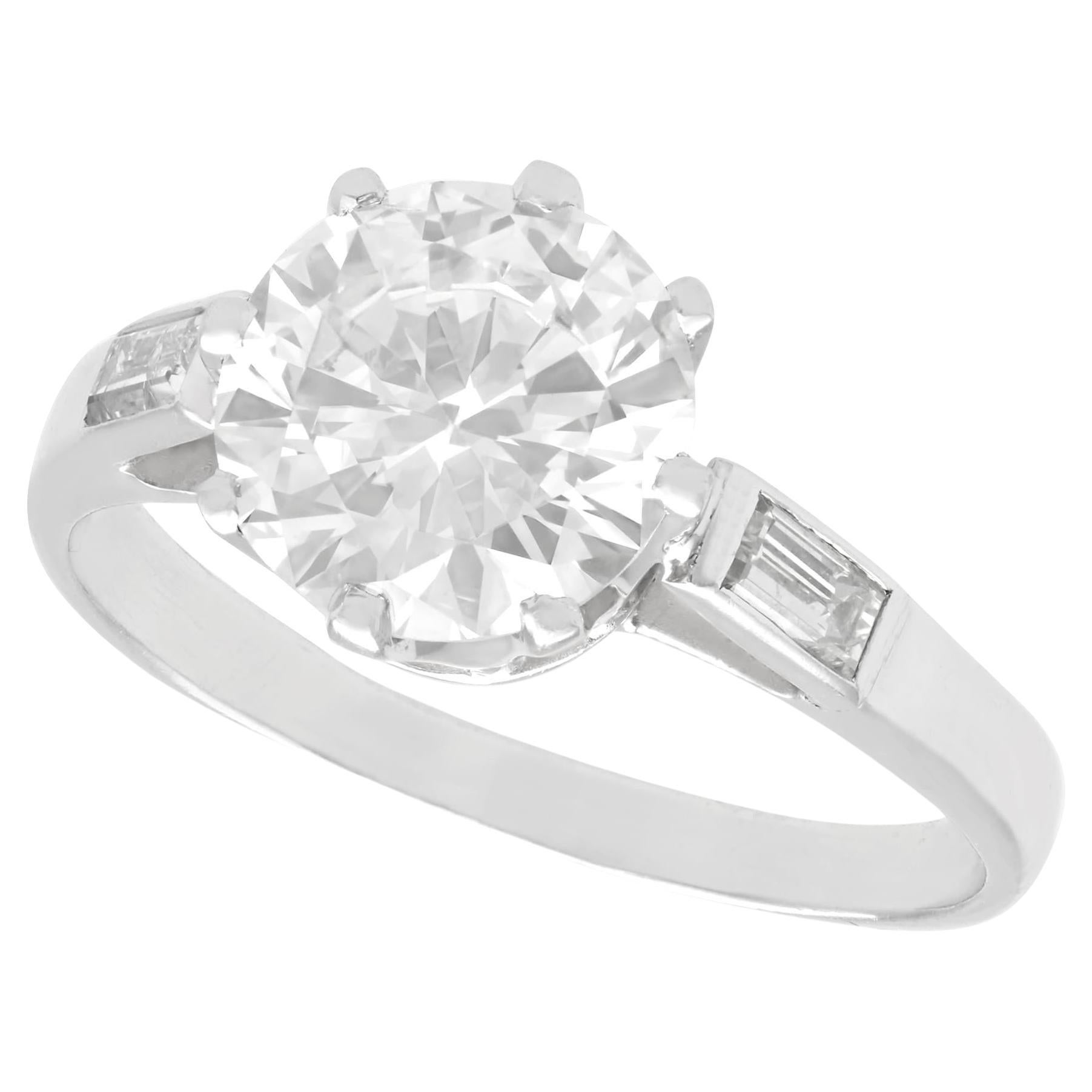Vintage 1940s 2.10 Carat Diamond and 18K White Gold Solitaire ...